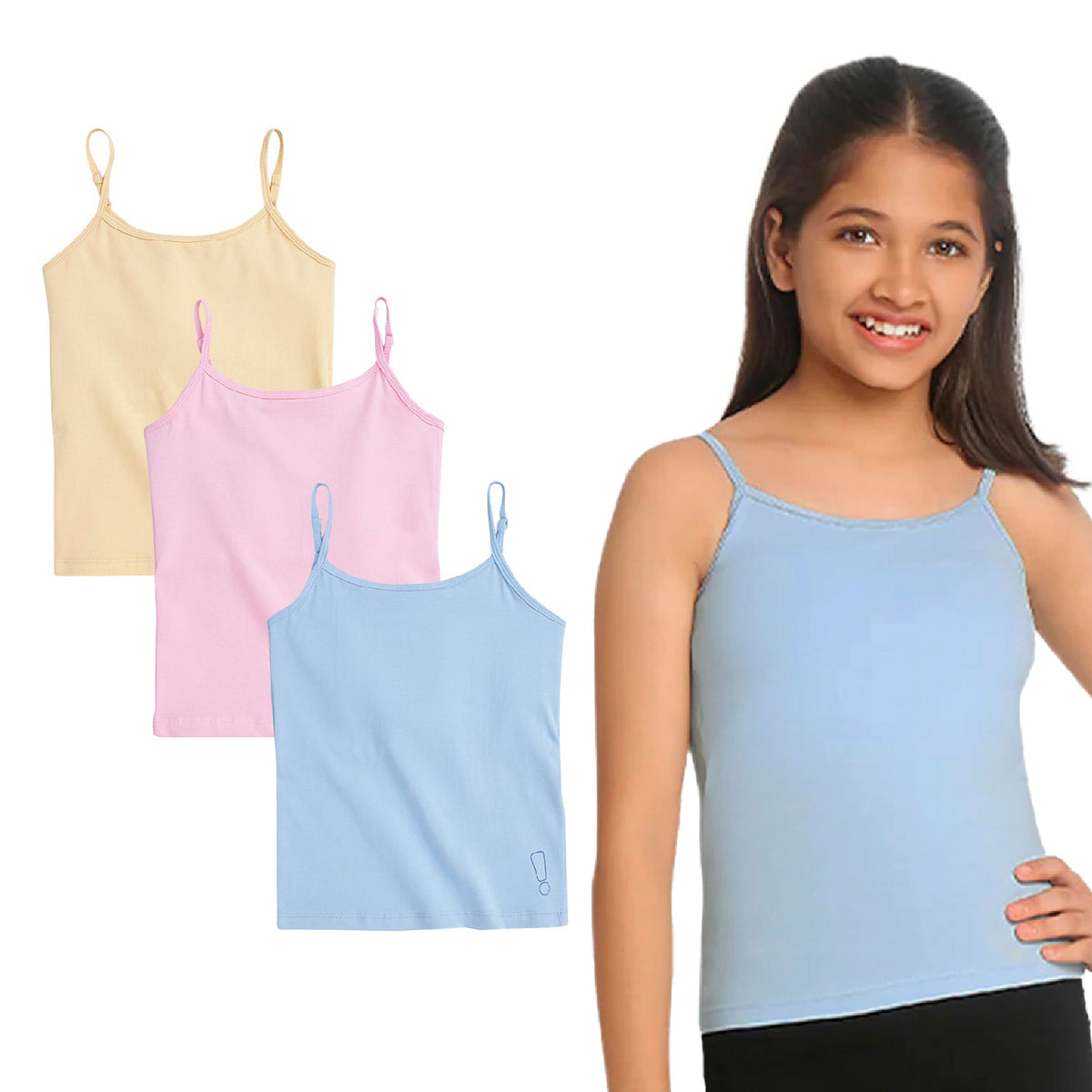 Buy Colourpop Padded Camisole (Pack of 3) for Girls online