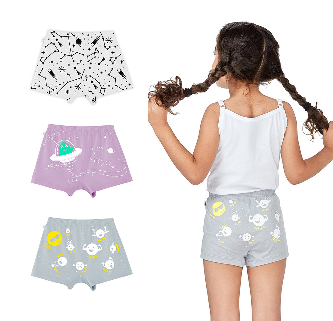 Girls Boxers - Buy Spaced Out Girl Boxers (Pack of 3) online
