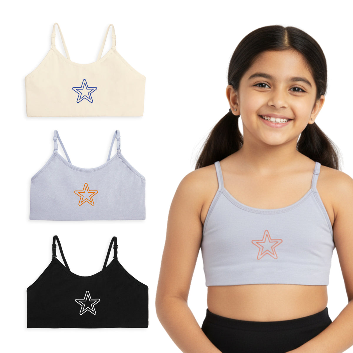 Buy Starry Training Bra (Pack of 3) for Girls Online in India